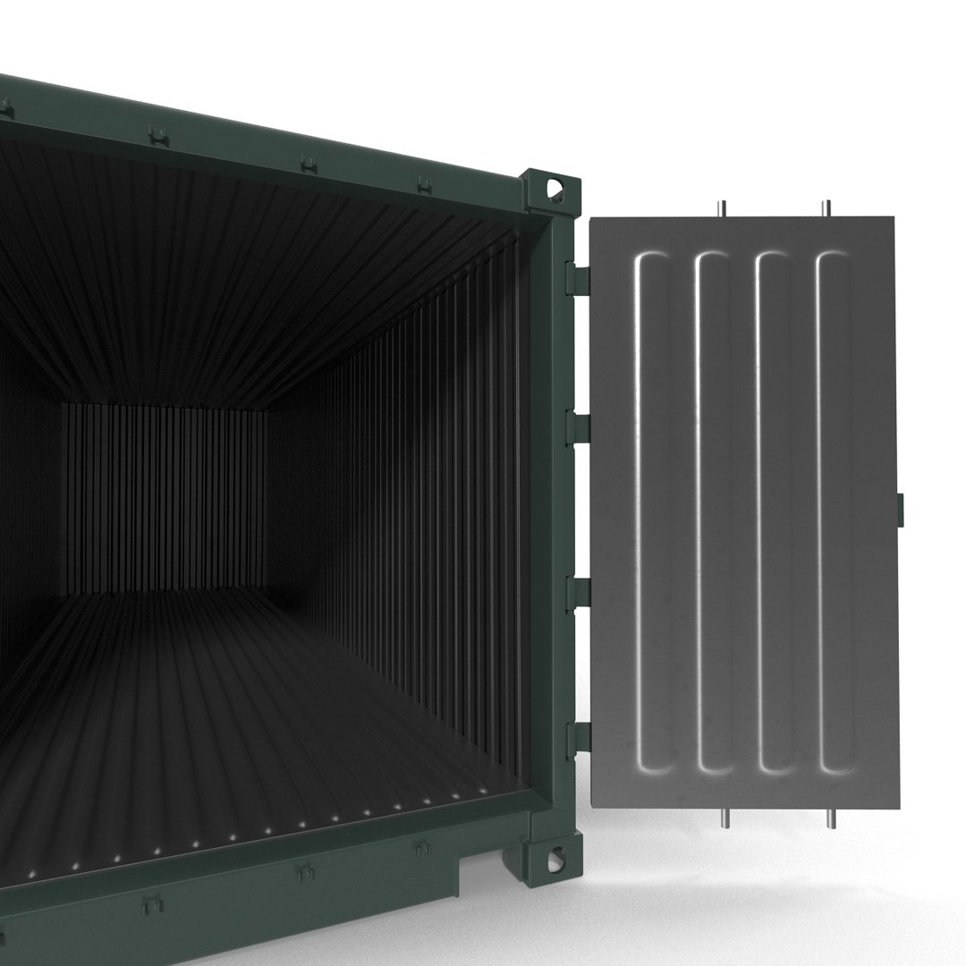 3d iso refrigerated container green model