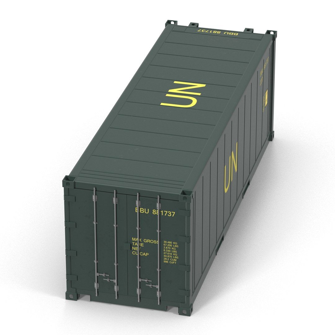 3d iso refrigerated container green model