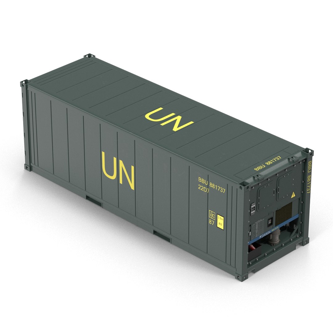3d iso refrigerated container green model