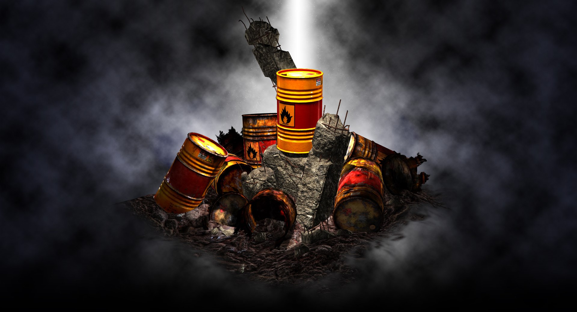 3d Model Explosive Barrel Orange