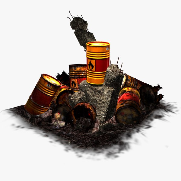 3d model explosive barrel orange