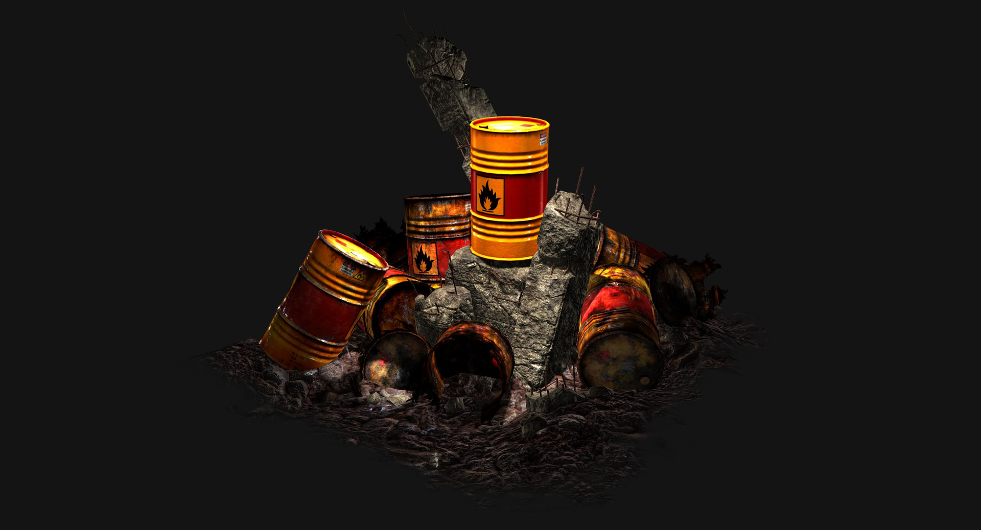 3d Model Explosive Barrel Orange