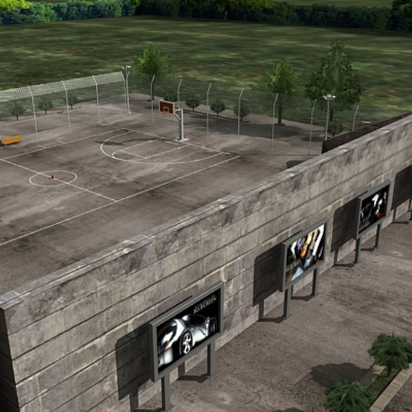 3d model outdoor basketball arena ball