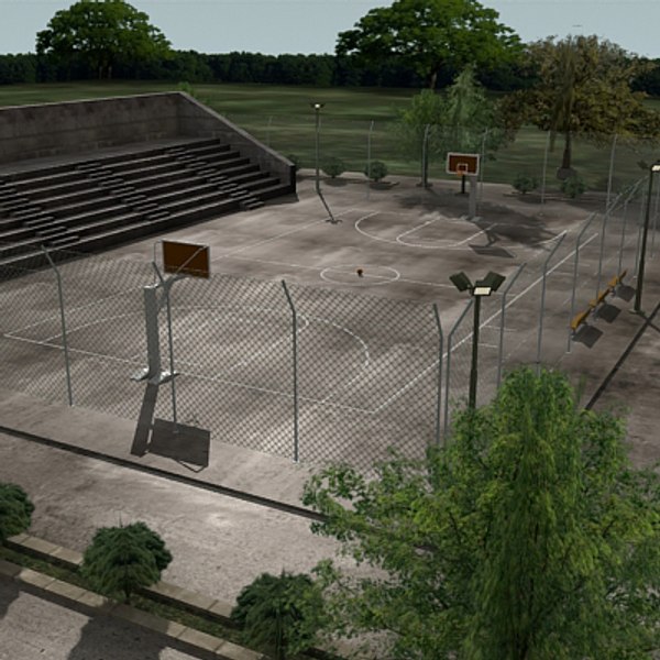 3d model outdoor basketball arena ball