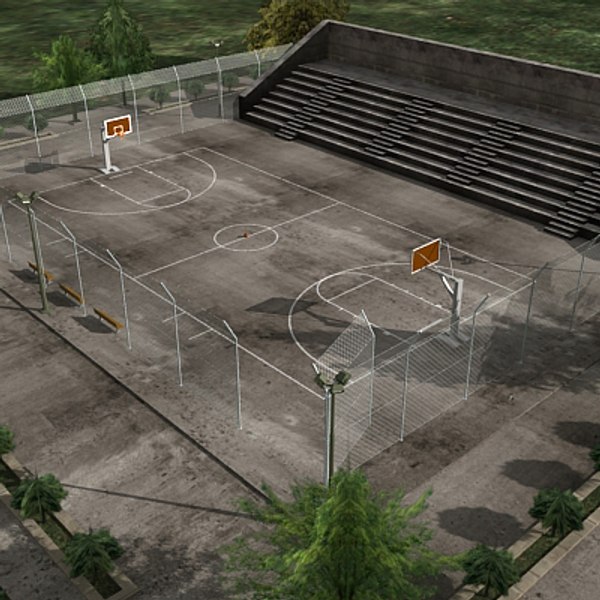 3d model outdoor basketball arena ball