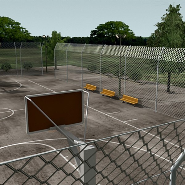 3d model outdoor basketball arena ball
