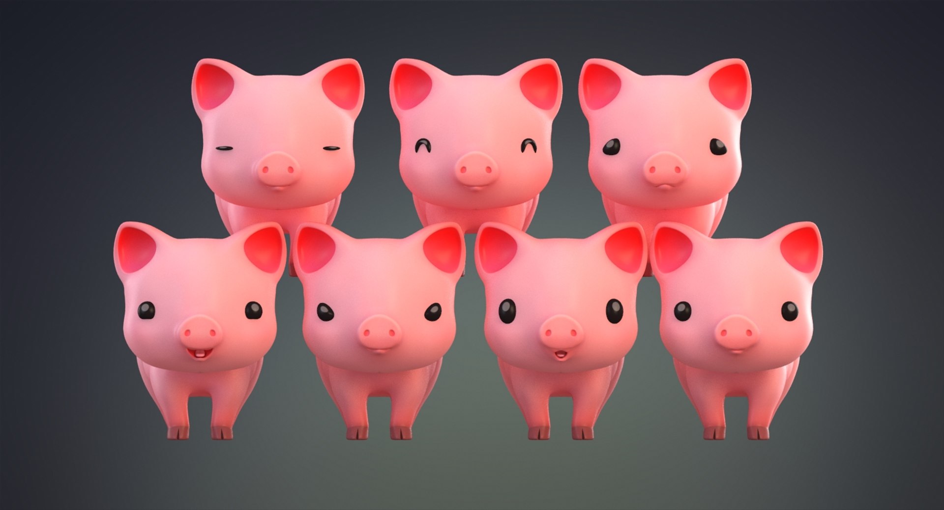 3D Cute Cartoon Pig Model - TurboSquid 1322930