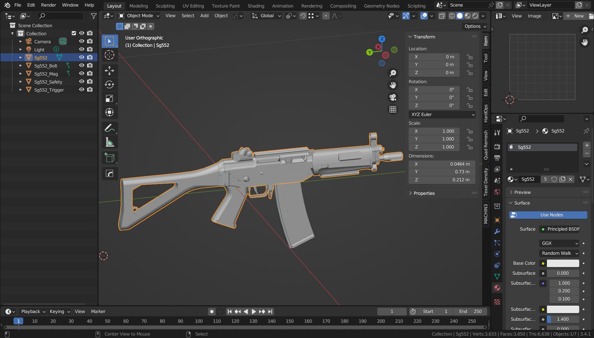 Sig Sg-552 Assault Rifle -Mobile Ready Low Poly 3D Model - TurboSquid 2283229