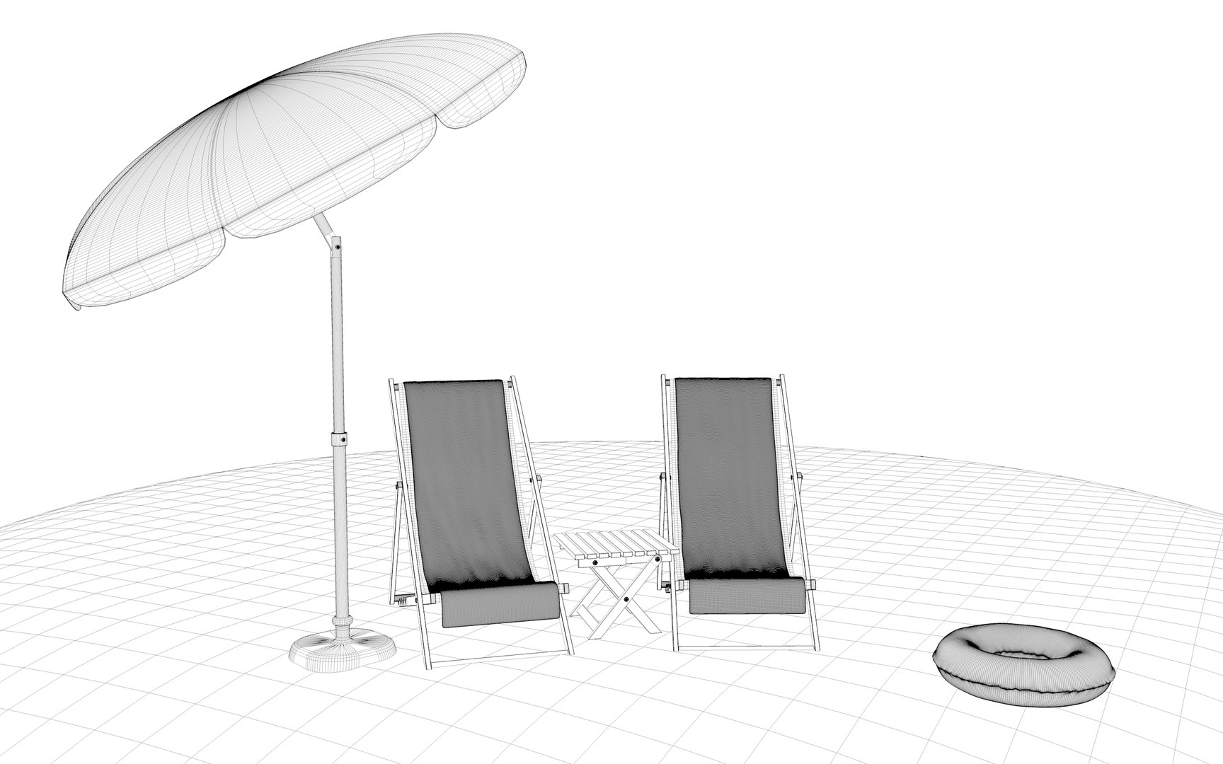 3D Realistic 3D Deckchair Table Parasol Set PBR - TurboSquid 1750484