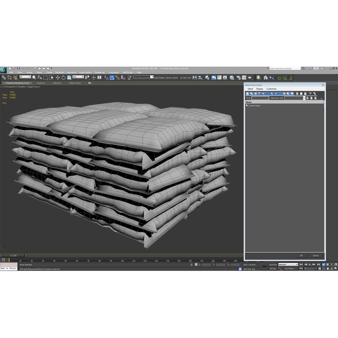 Cement Bags Stack Modeled 3d Model