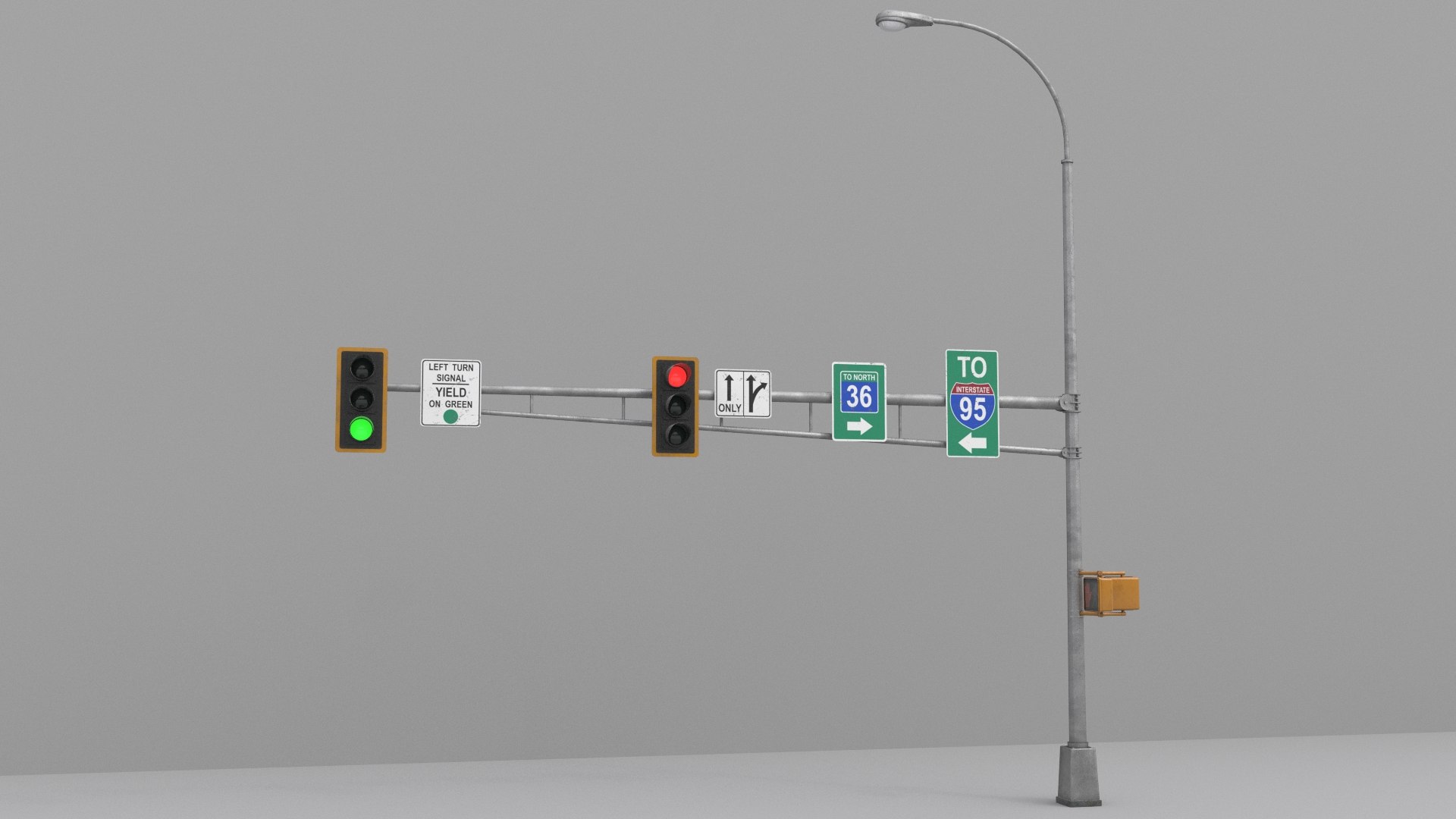 modelo 3d Street Light with Traffic Signal HD - TurboSquid 2028770