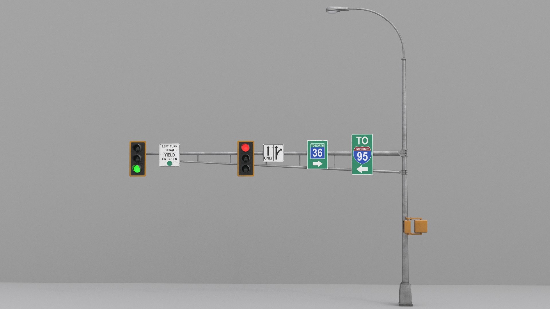 Street Light with Traffic Signal HD 3D - TurboSquid 2028770