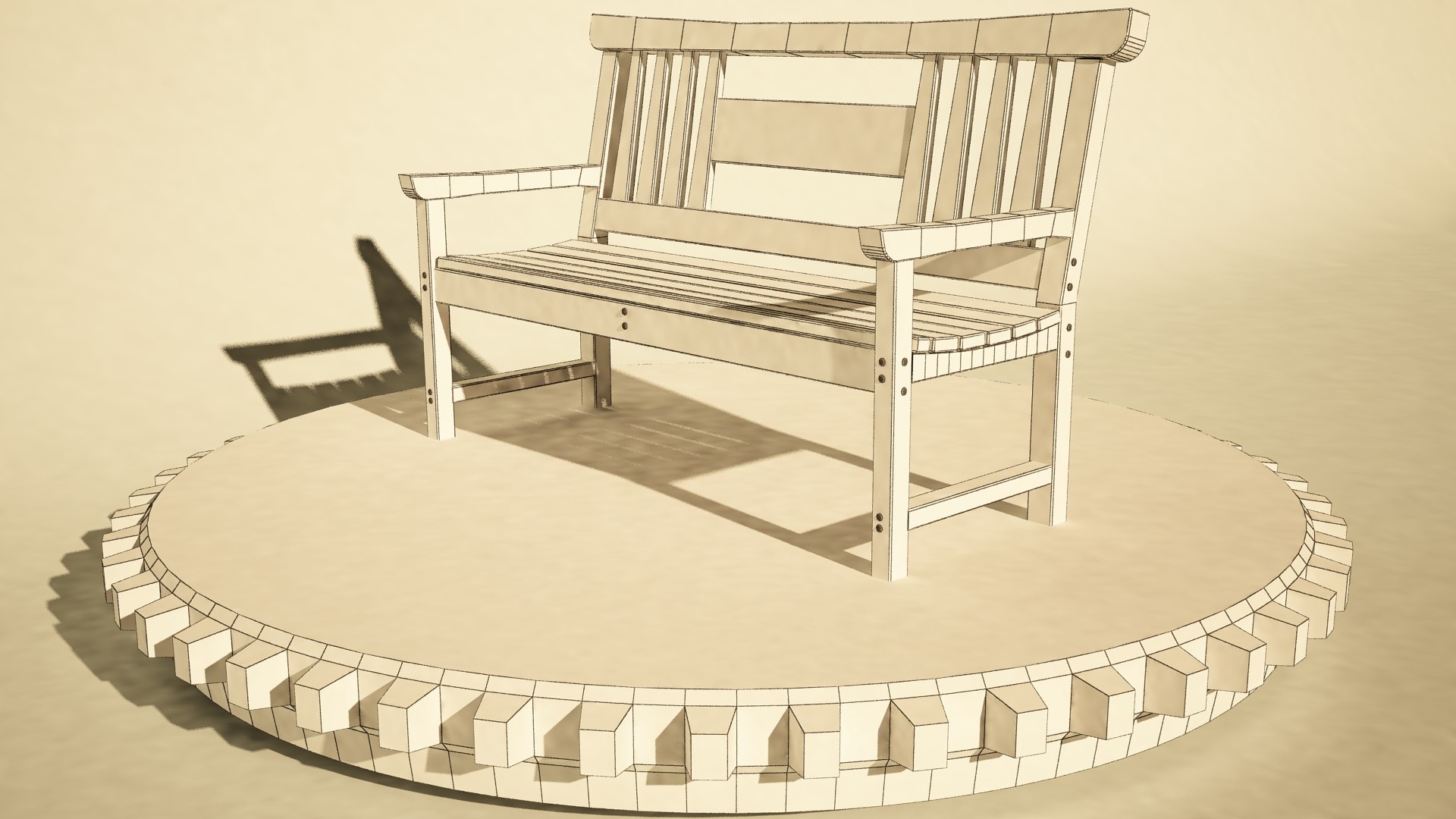 3D Japanase wooden bench - TurboSquid 2053025