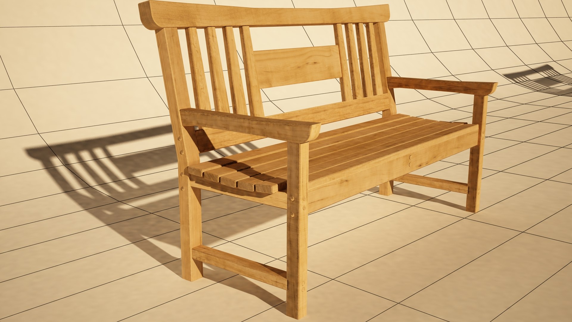 3D Japanase Wooden Bench - TurboSquid 2053025