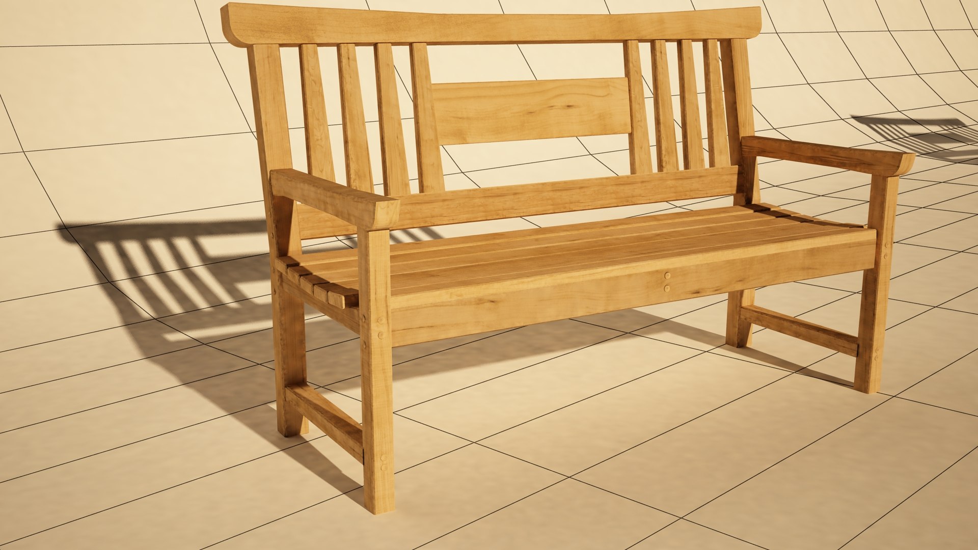 3D Japanase Wooden Bench - TurboSquid 2053025