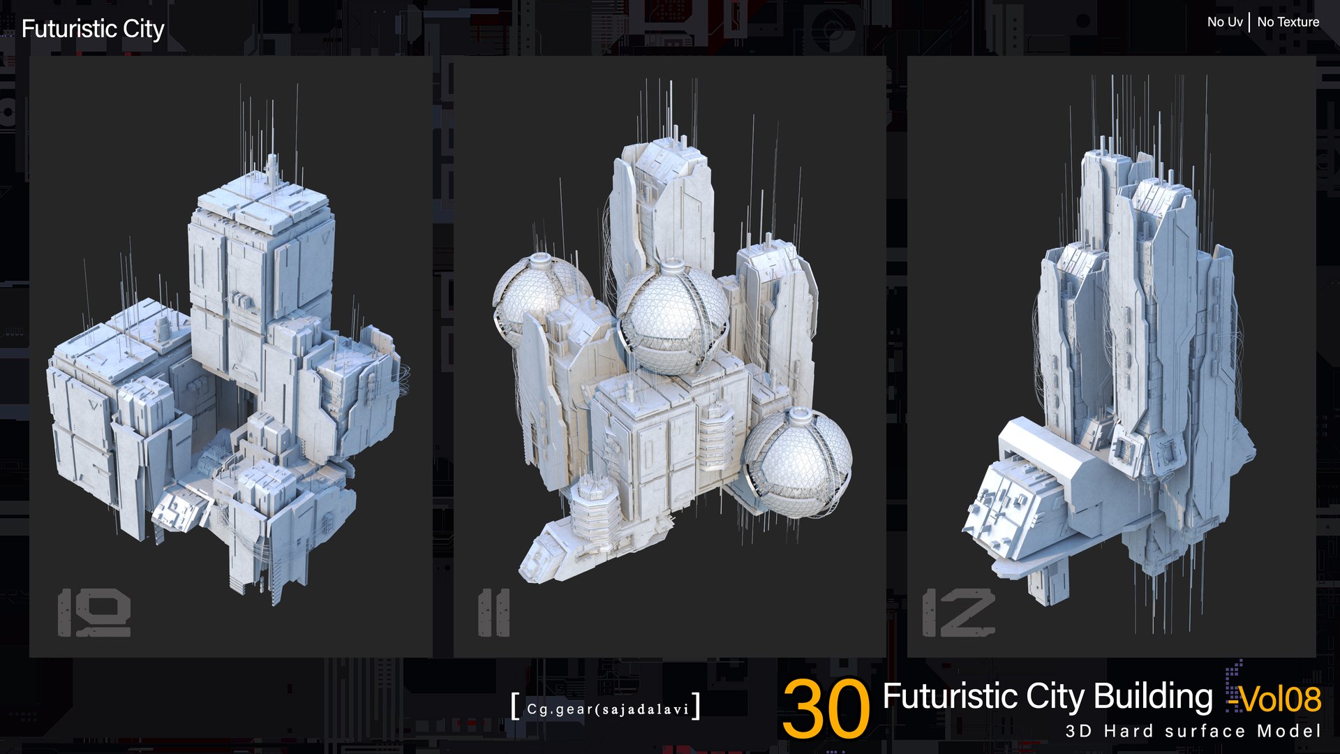 3D Futuristic Sci-fi City Building Pack Vol 08 - TurboSquid 1991957