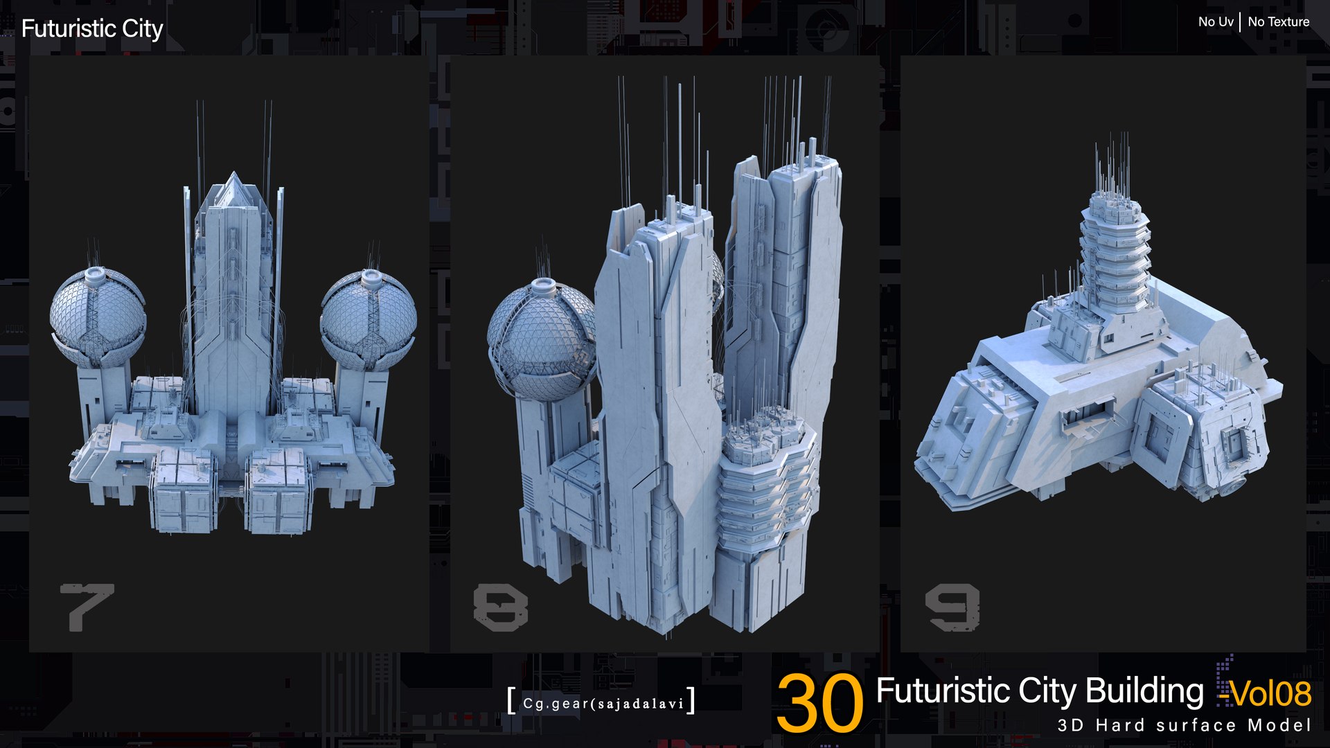 3D Futuristic Sci-fi City Building Pack Vol 08 - TurboSquid 1991957