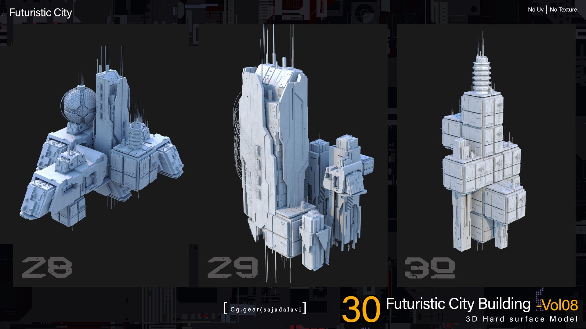 3D Futuristic Sci-fi City Building Pack Vol 08 - TurboSquid 1991957