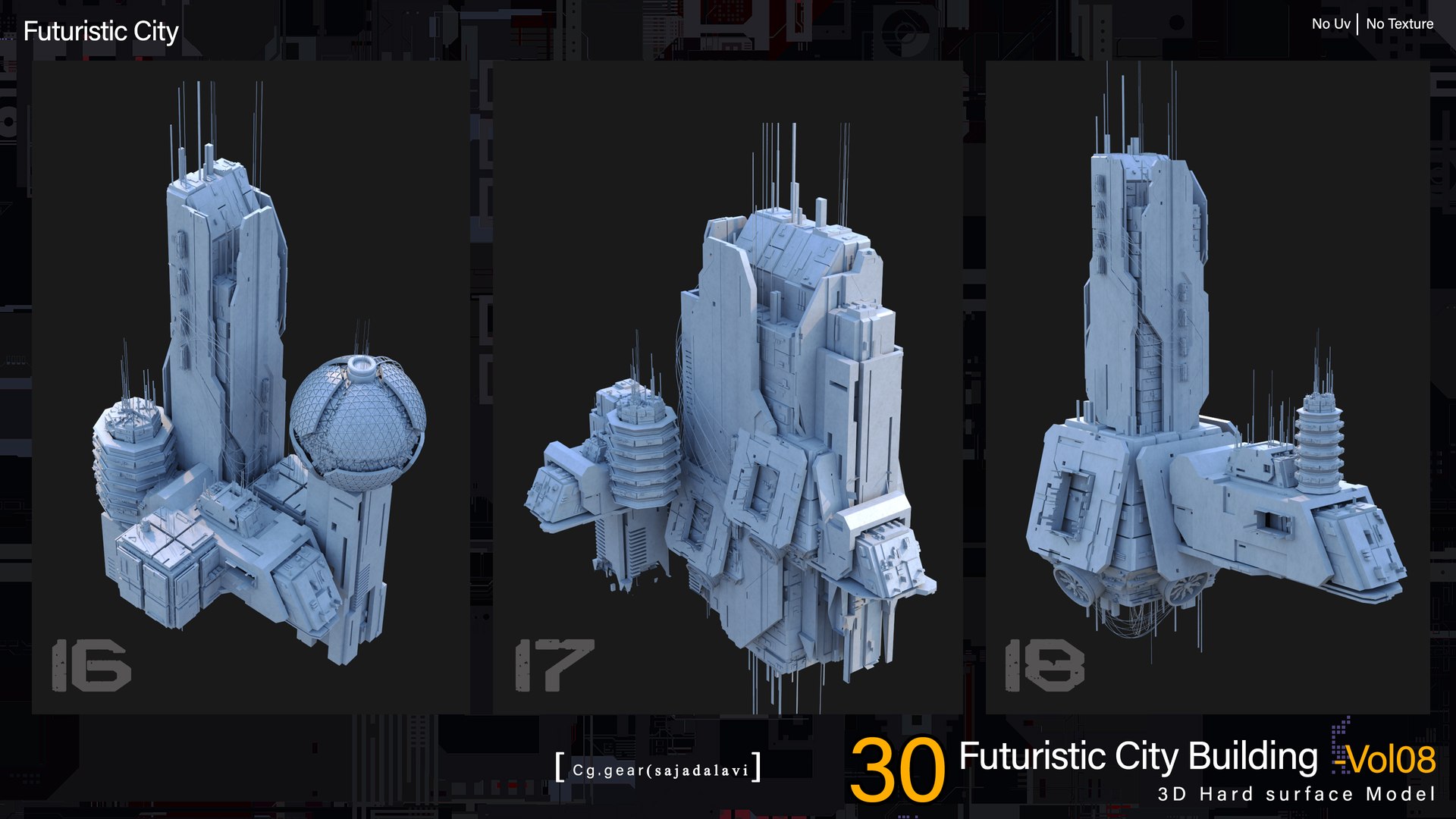 3D Futuristic Sci-fi City Building Pack Vol 08 - TurboSquid 1991957
