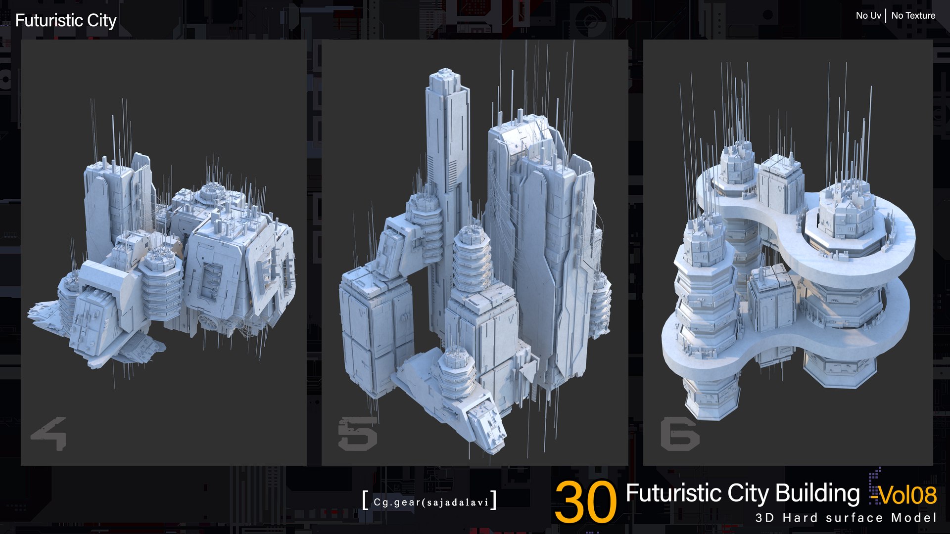 3D Futuristic Sci-fi City Building Pack Vol 08 - TurboSquid 1991957