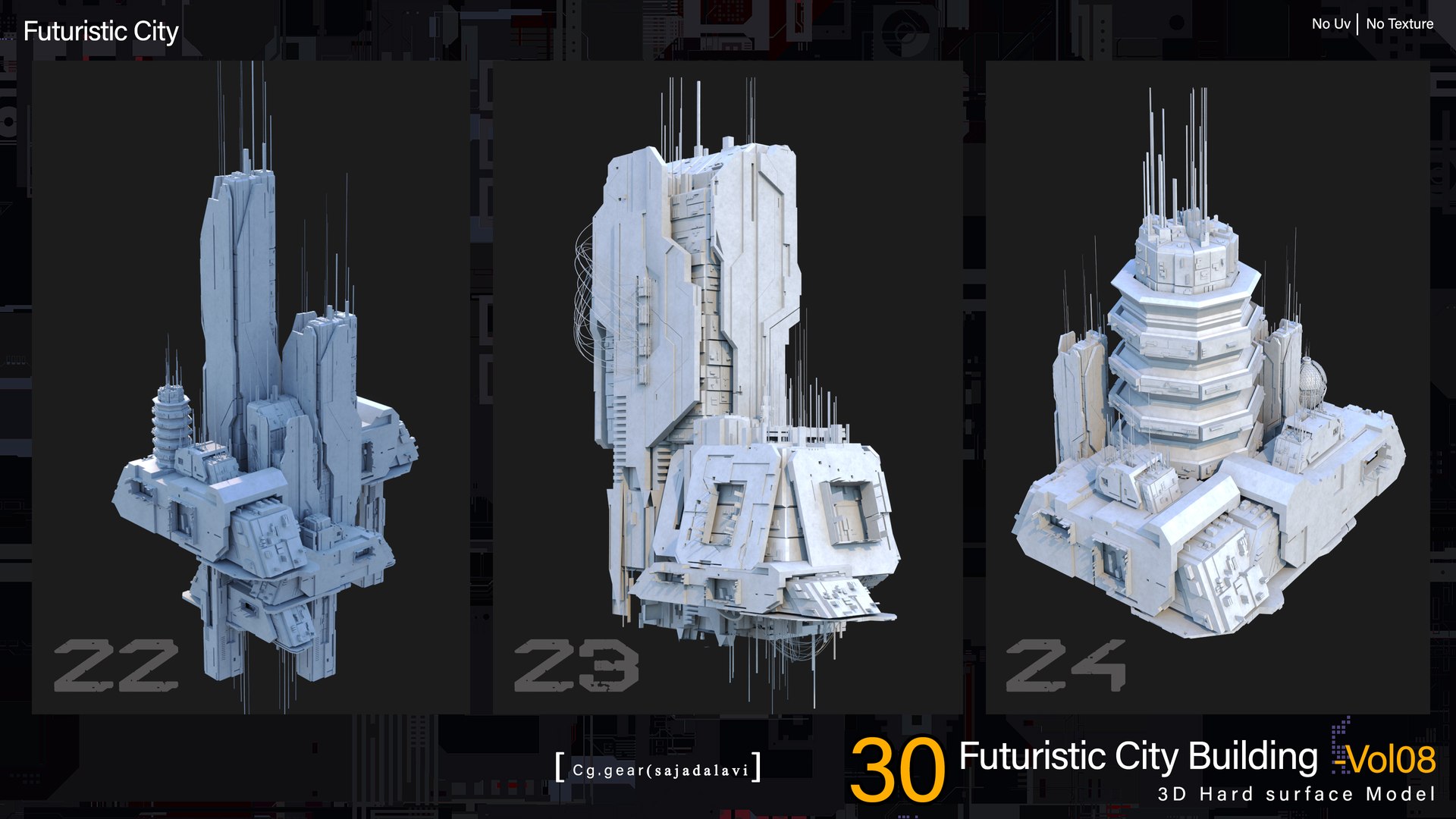 3D Futuristic Sci-fi City Building Pack Vol 08 - TurboSquid 1991957