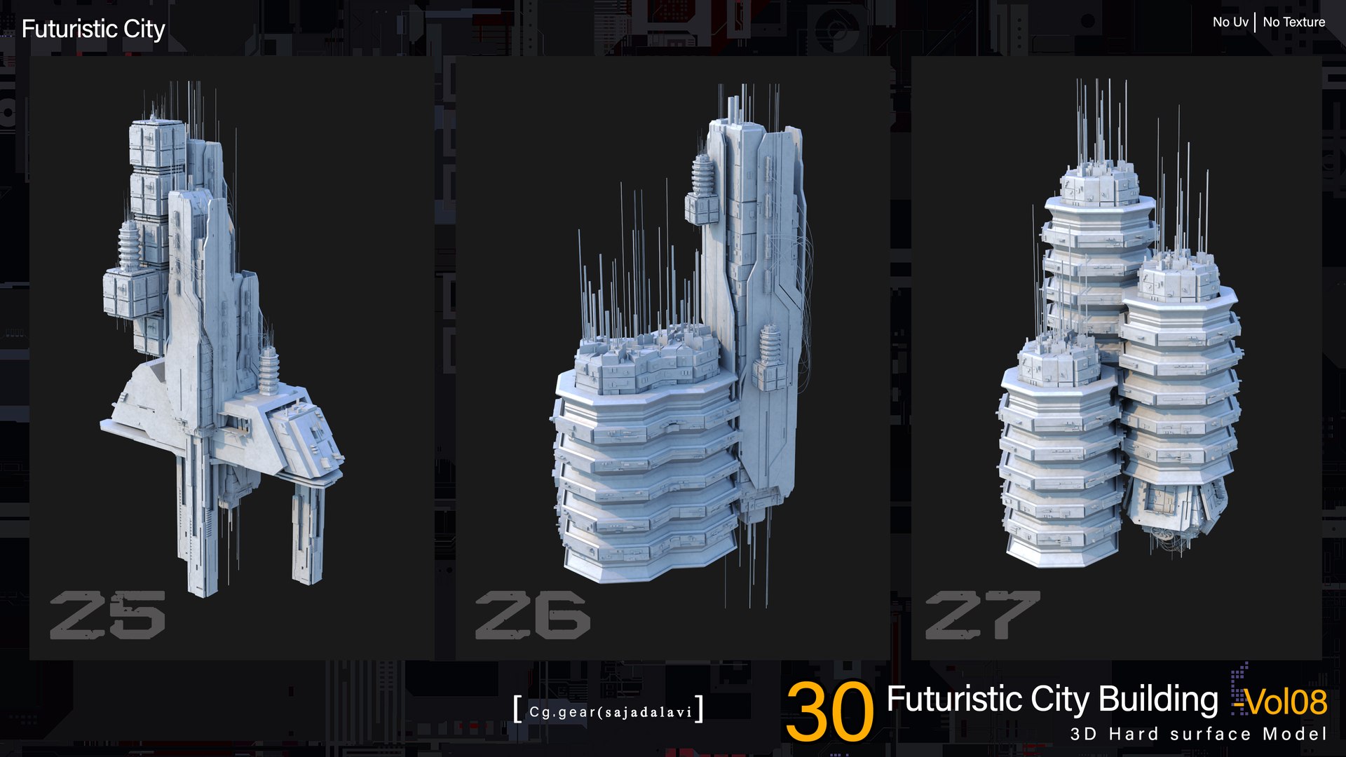 3D Futuristic Sci-fi City Building Pack Vol 08 - TurboSquid 1991957