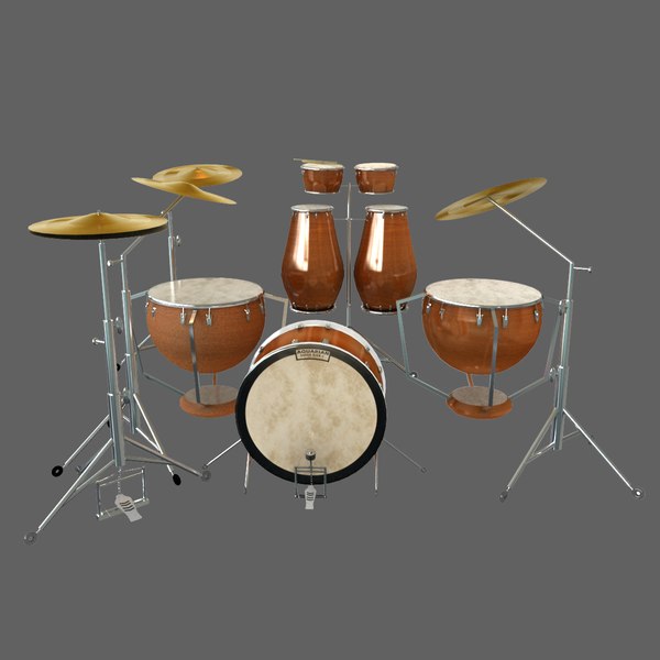 3d model drum set kit percussion