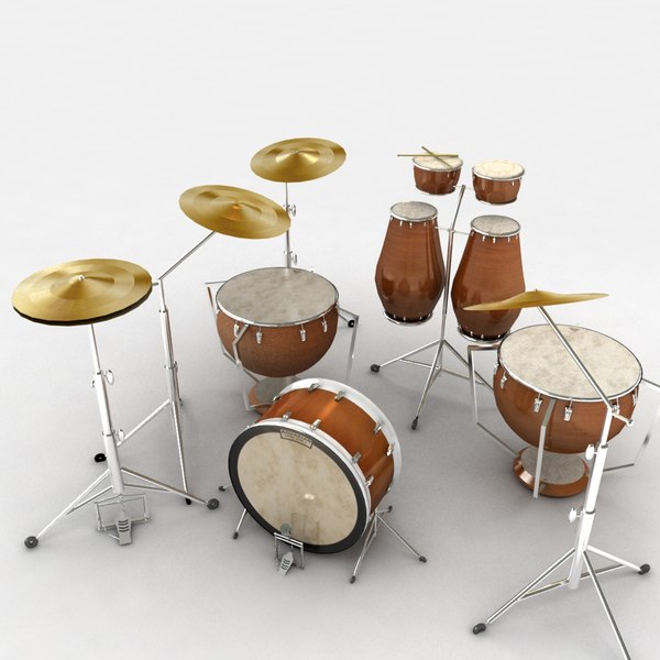 3d model drum set kit percussion