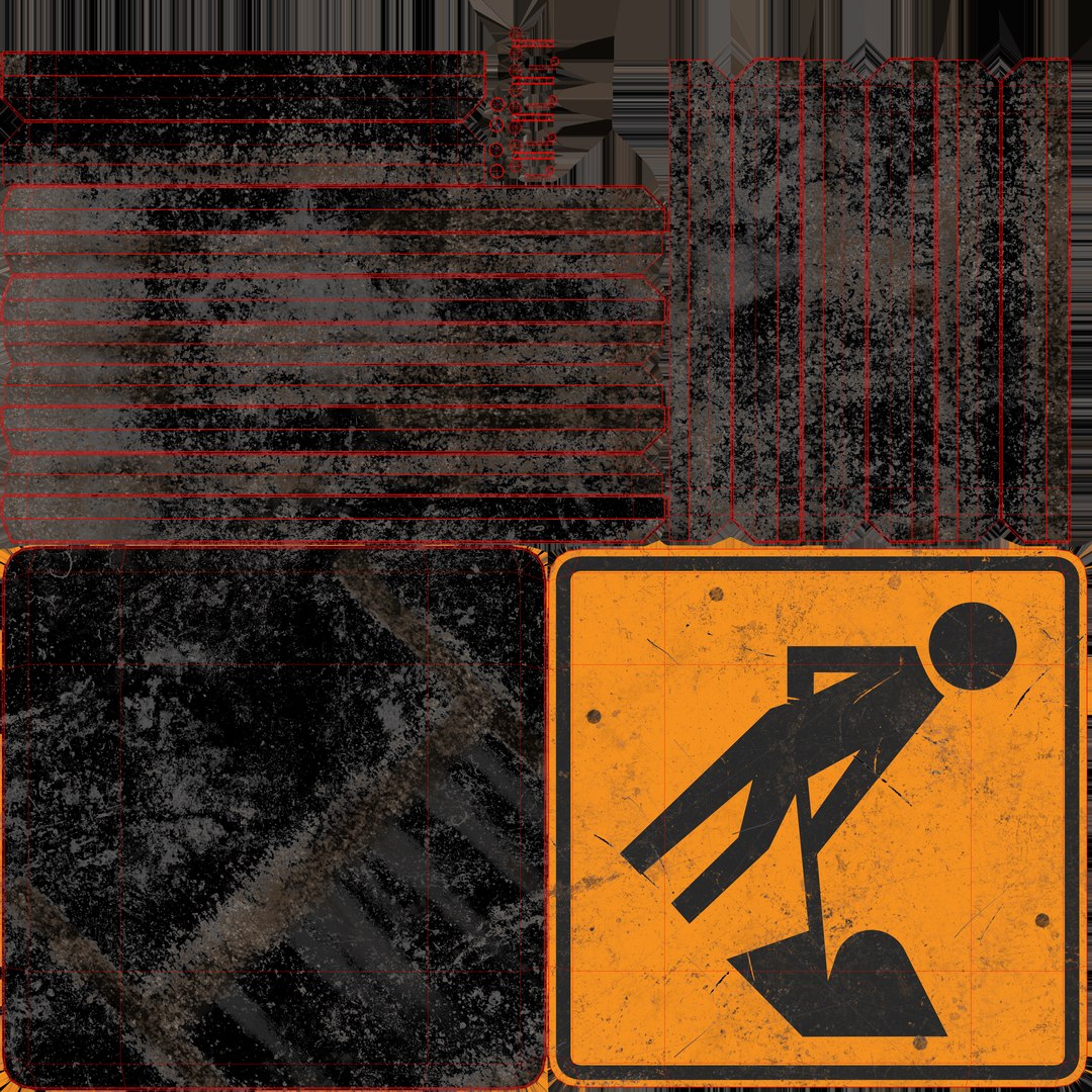 3D Model Roadwork Sign Pbr - TurboSquid 1594462