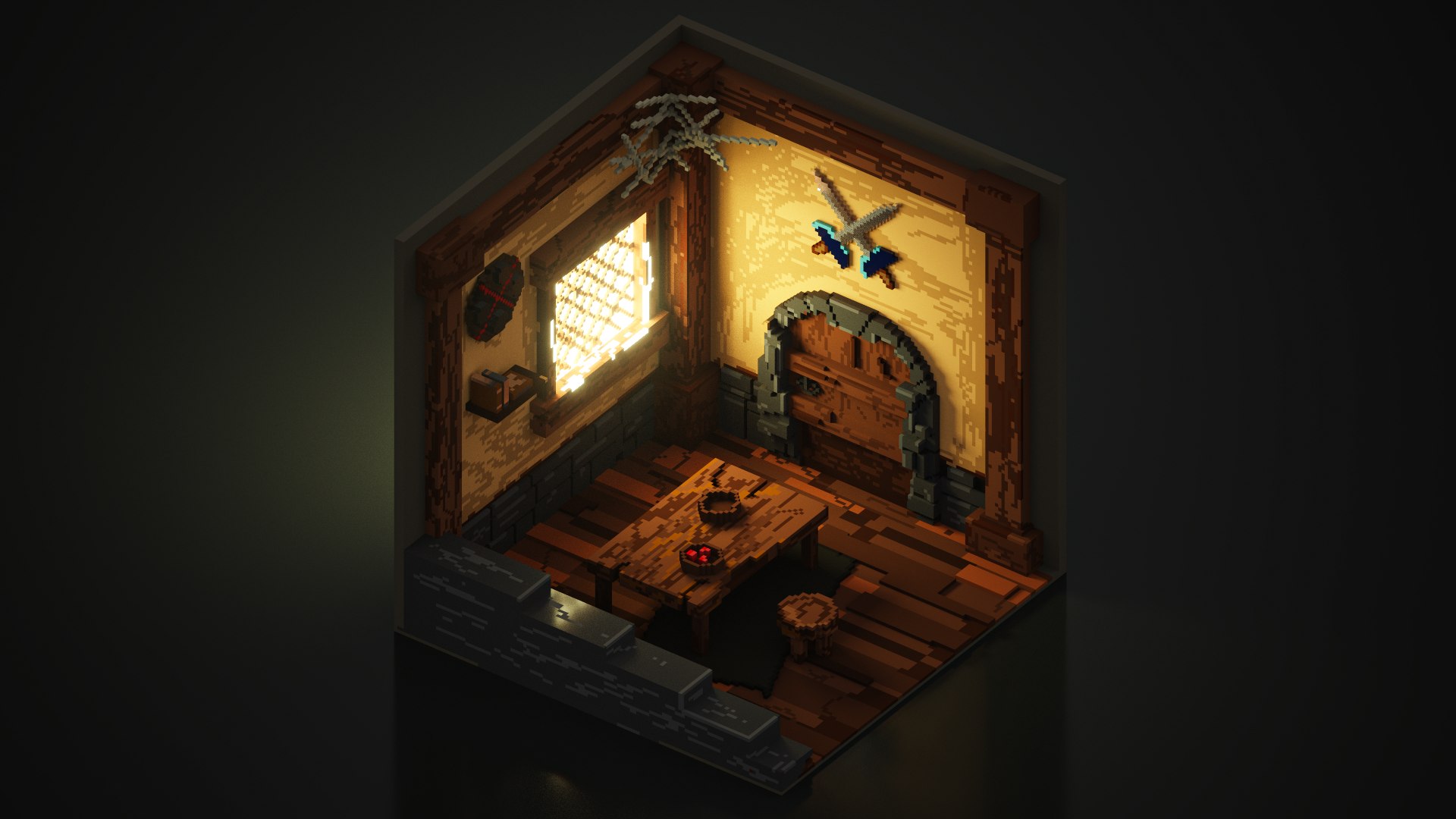 Voxel Isometric Warriors Room Game Asset Render 3D Model - TurboSquid ...