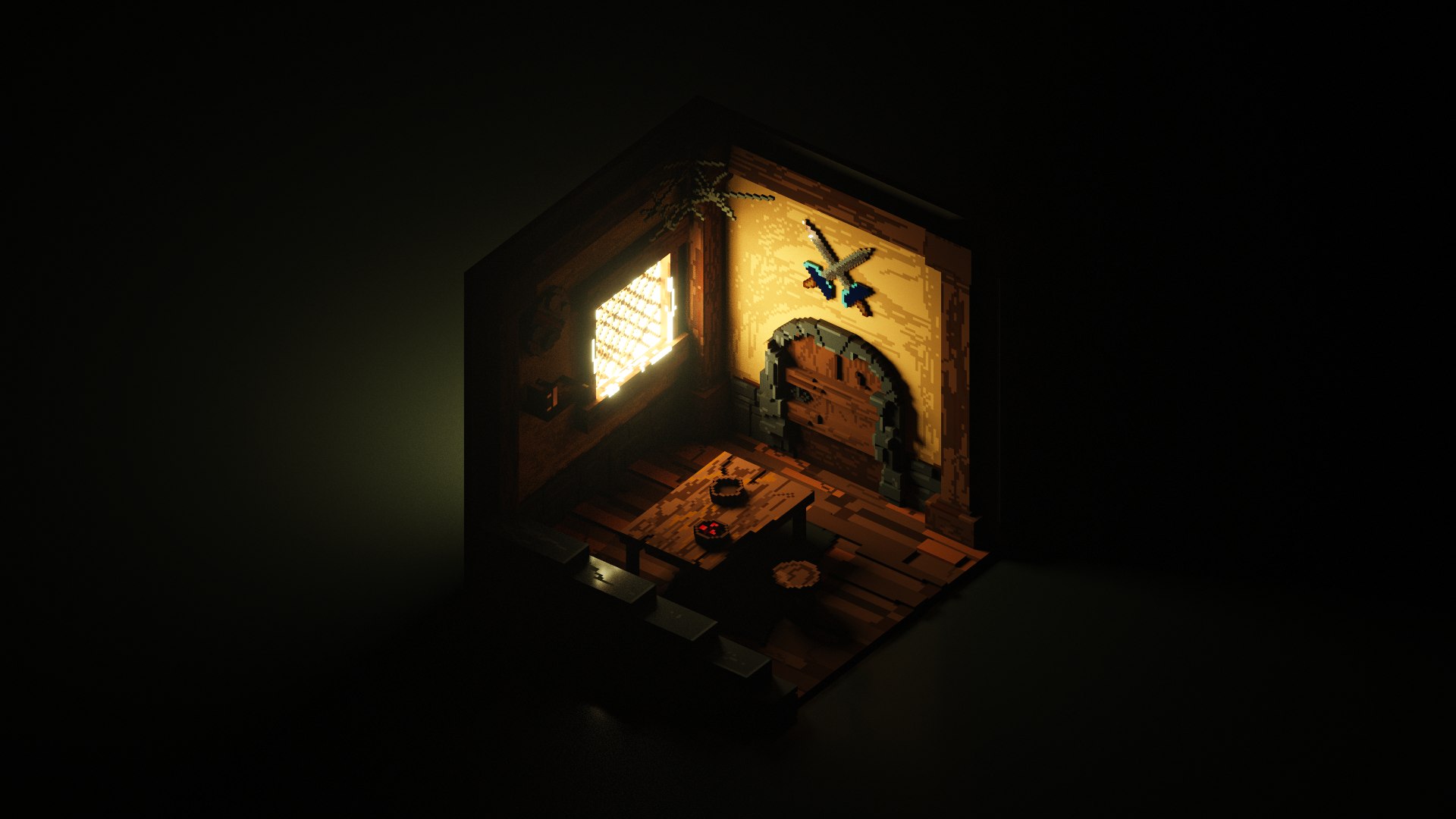 Voxel Isometric Warriors Room Game Asset Render 3D Model - TurboSquid ...