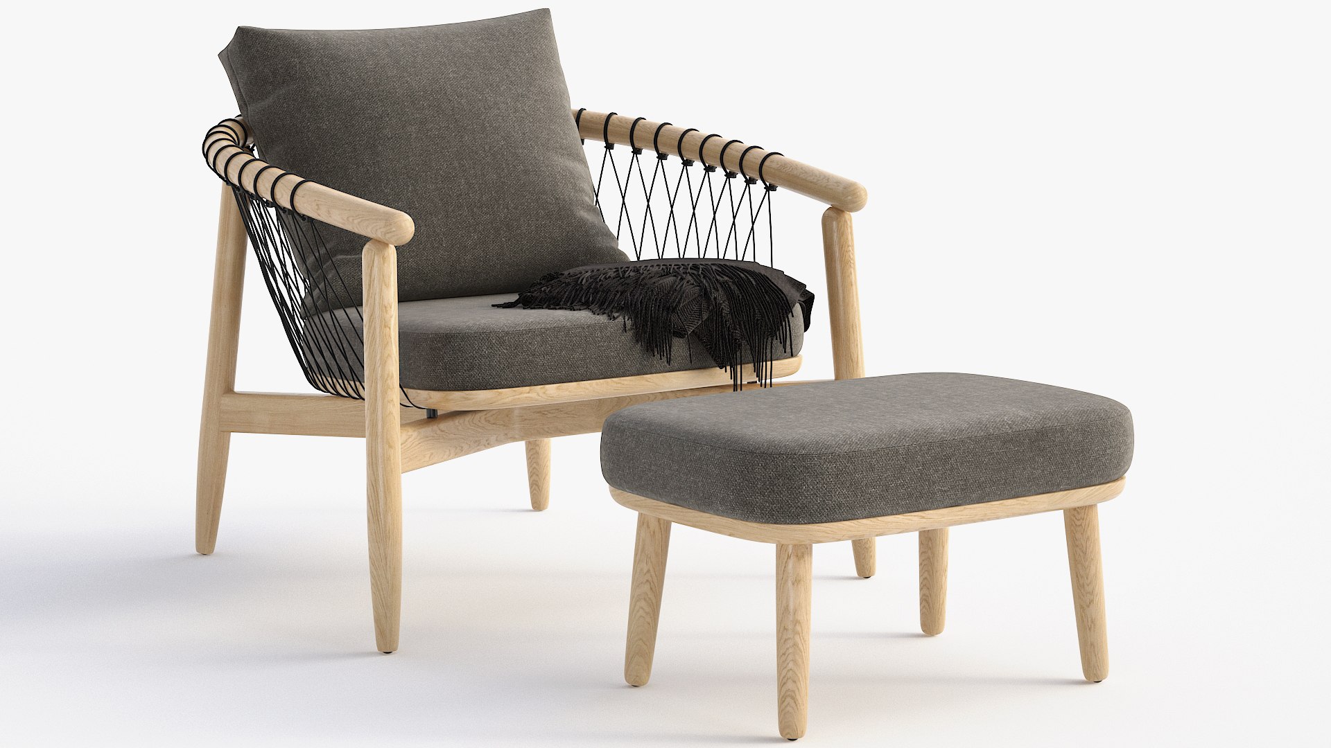 3D Crosshatch Chair and Ottoman model - TurboSquid 1956157