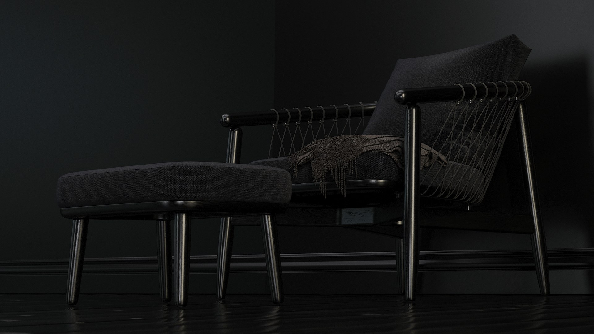 3D Crosshatch Chair and Ottoman model - TurboSquid 1956157