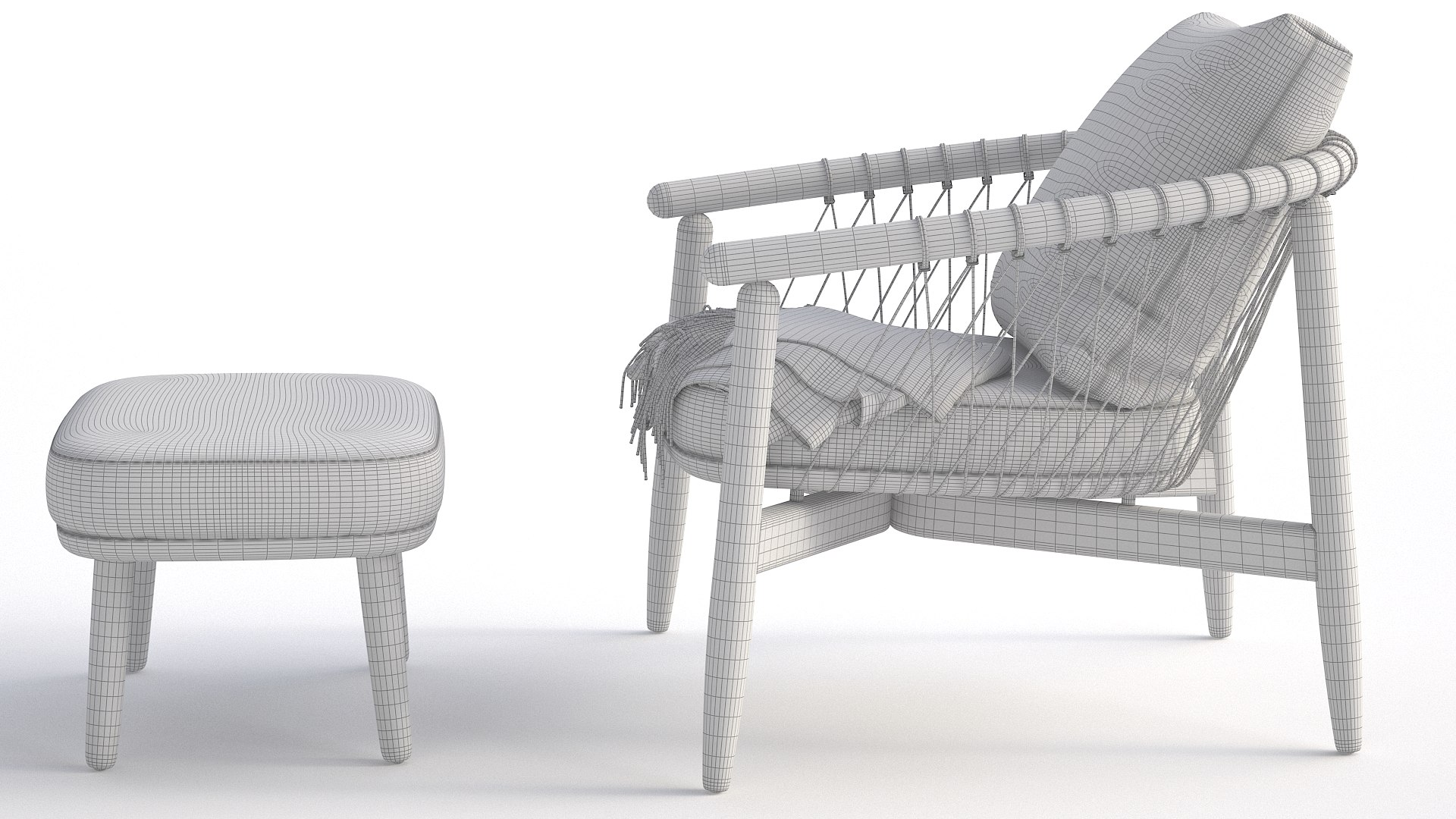 3D Crosshatch Chair and Ottoman model - TurboSquid 1956157