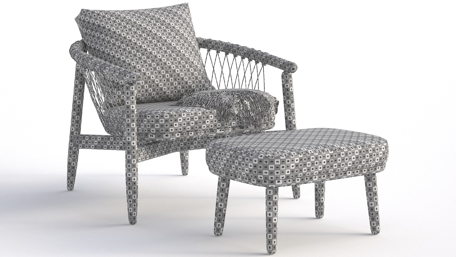 3D Crosshatch Chair and Ottoman model - TurboSquid 1956157