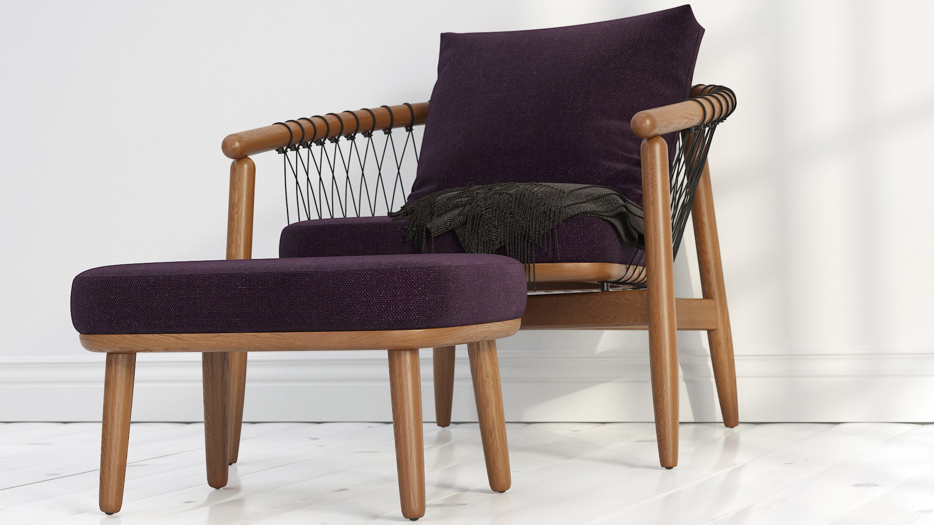 3D Crosshatch Chair and Ottoman model - TurboSquid 1956157