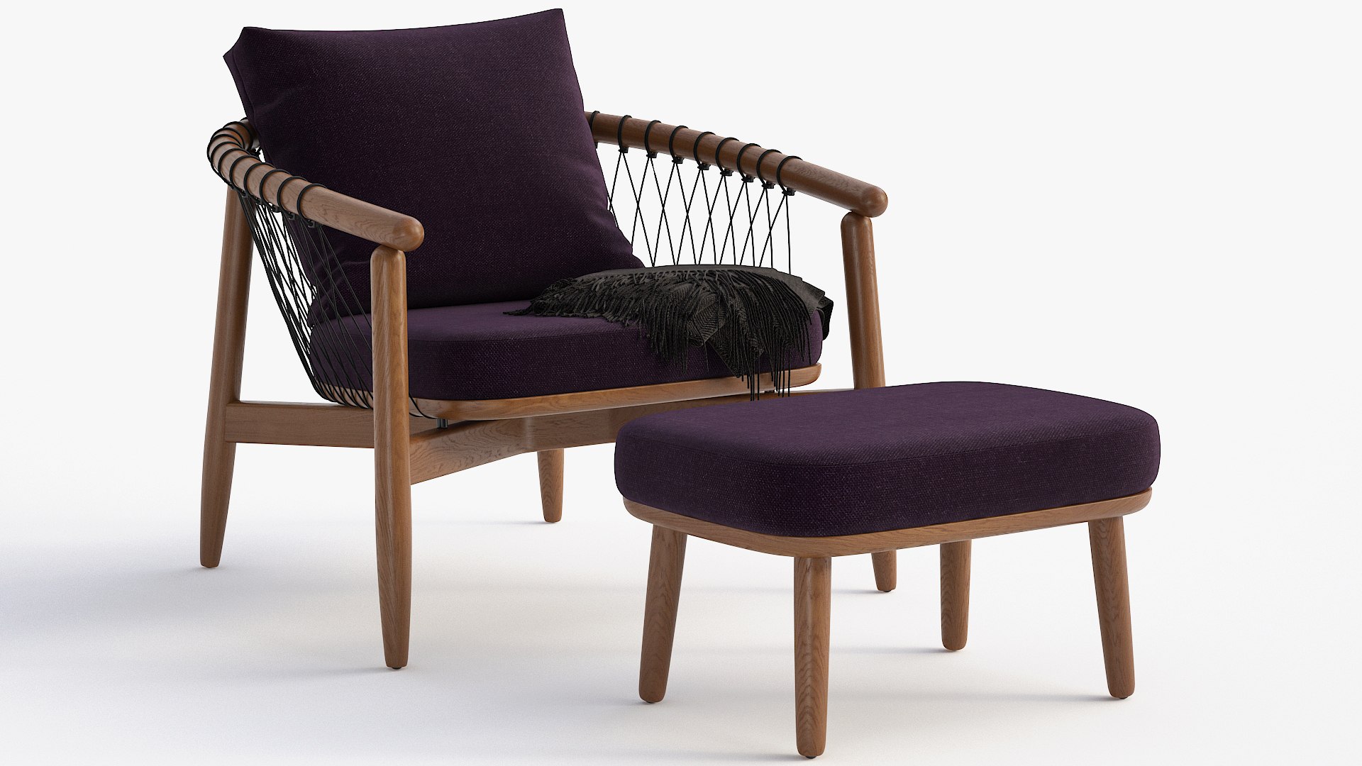 3D Crosshatch Chair and Ottoman model - TurboSquid 1956157