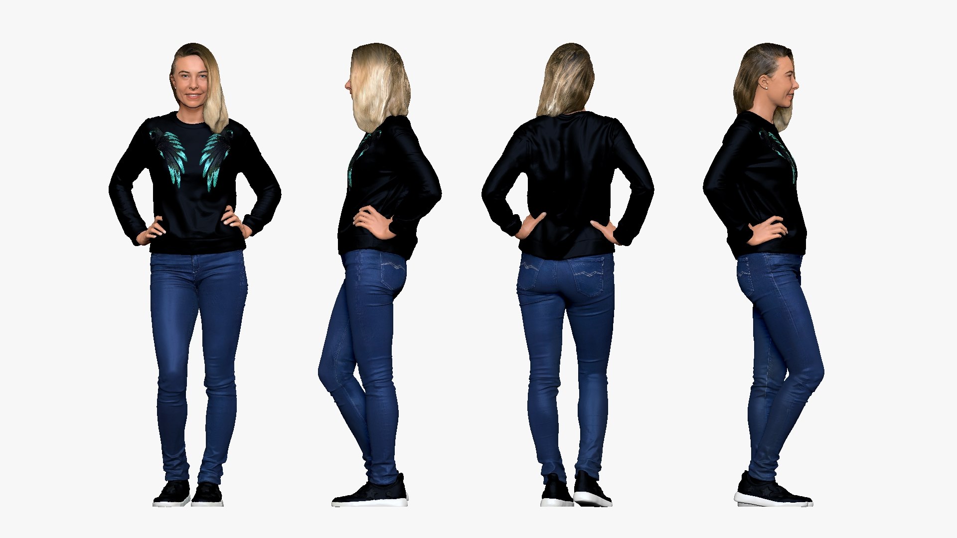 001141 syle haircut woman black top smile 3D - TurboSquid 1721170