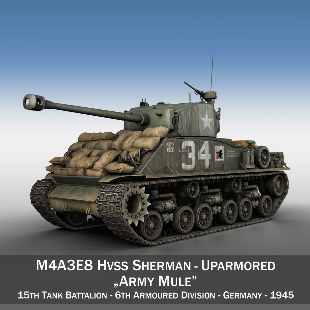3d m4a3e8 hvss sherman - model