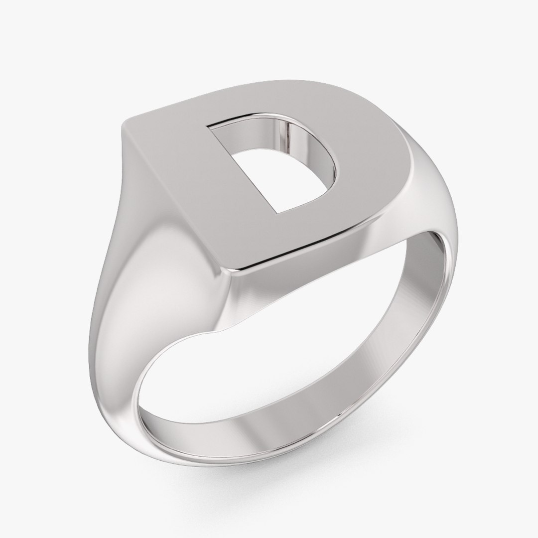 Alphabet Signet Ring D 3D model - TurboSquid 2082373