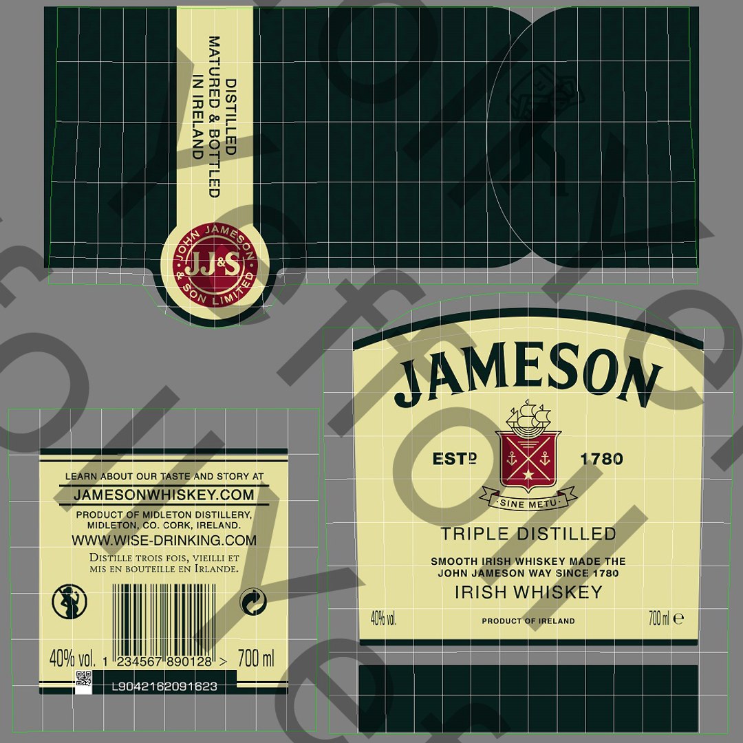 3D model Jameson Original Whiskey Bottle - TurboSquid 1741119