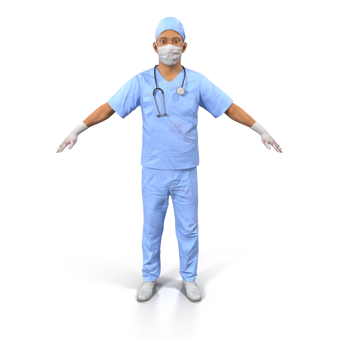 male surgeon asian rigged 3d c4d