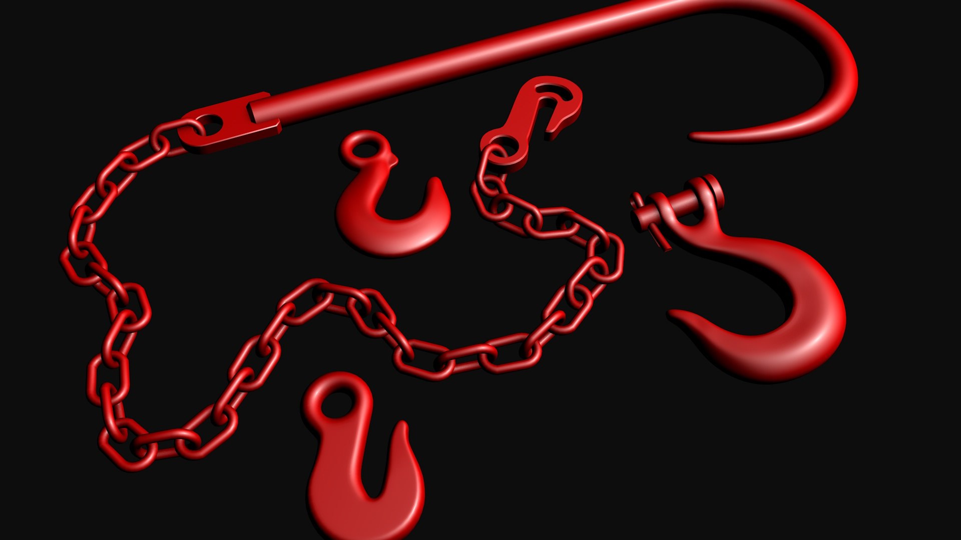 3D Hooks And Chain Model - TurboSquid 2343333