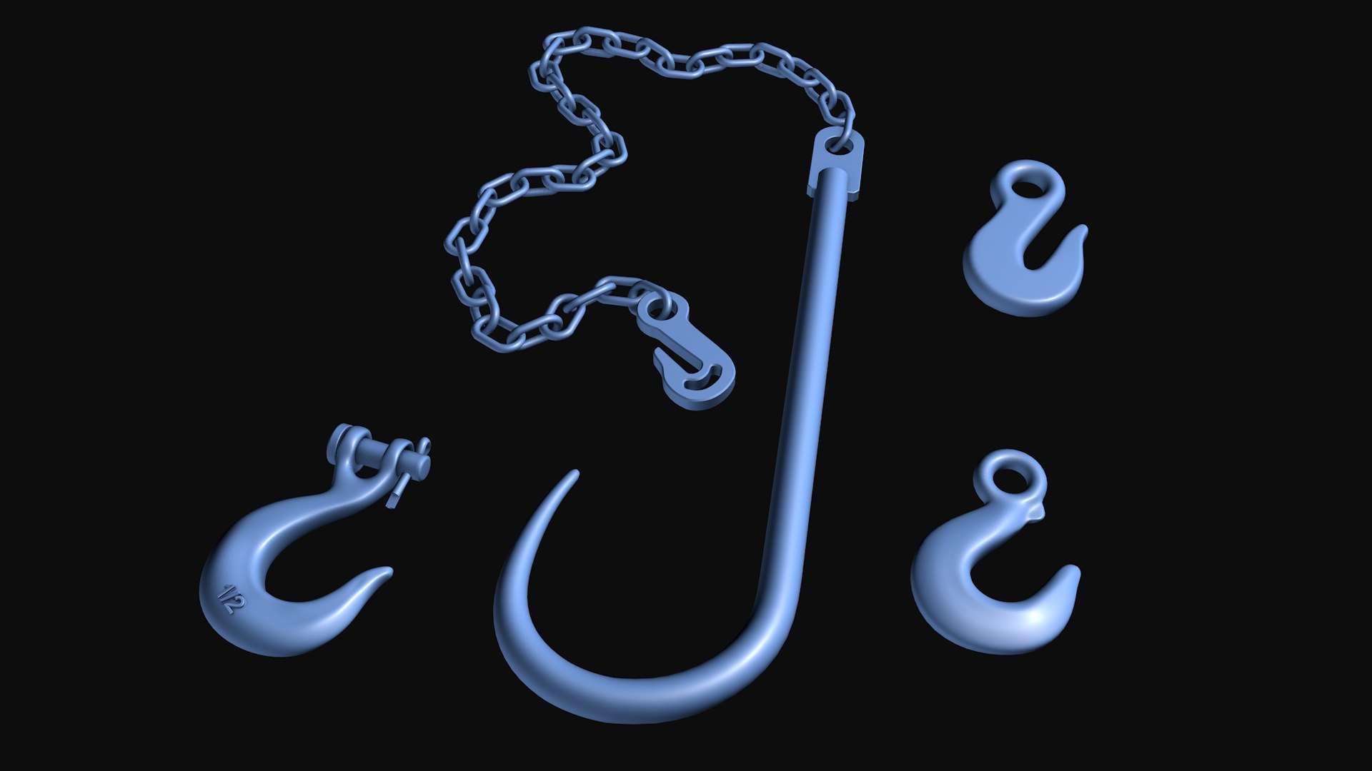 3D Hooks And Chain Model - TurboSquid 2343333