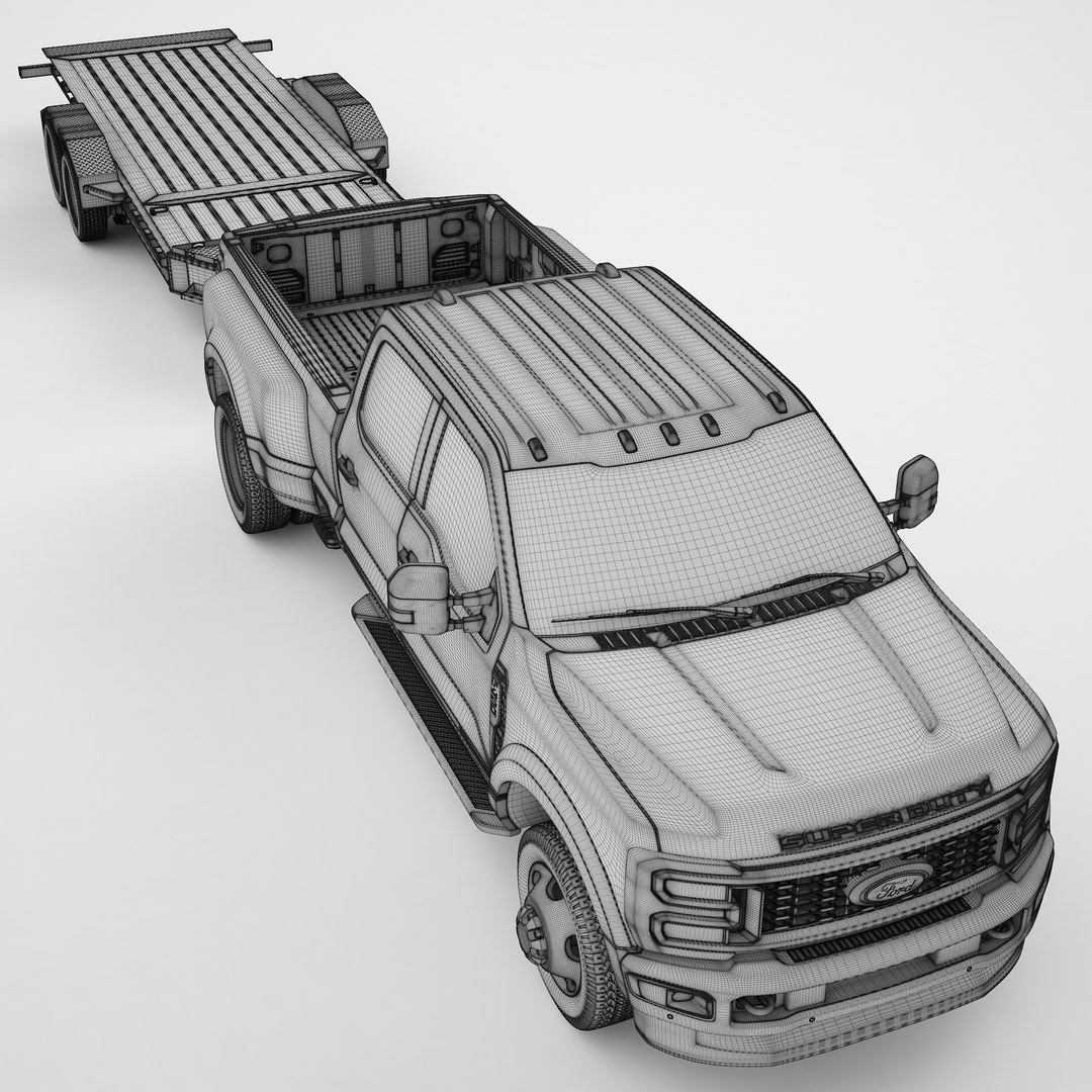 3D Ford Super Duty F450 2023 Tilt Trailer 02 - TurboSquid 2383588