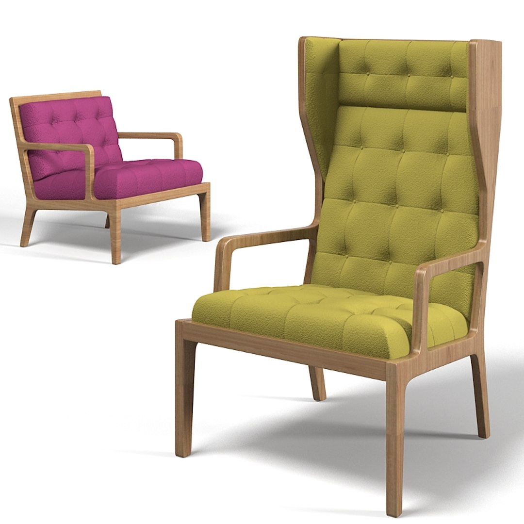 3d James Hardwood Wingback