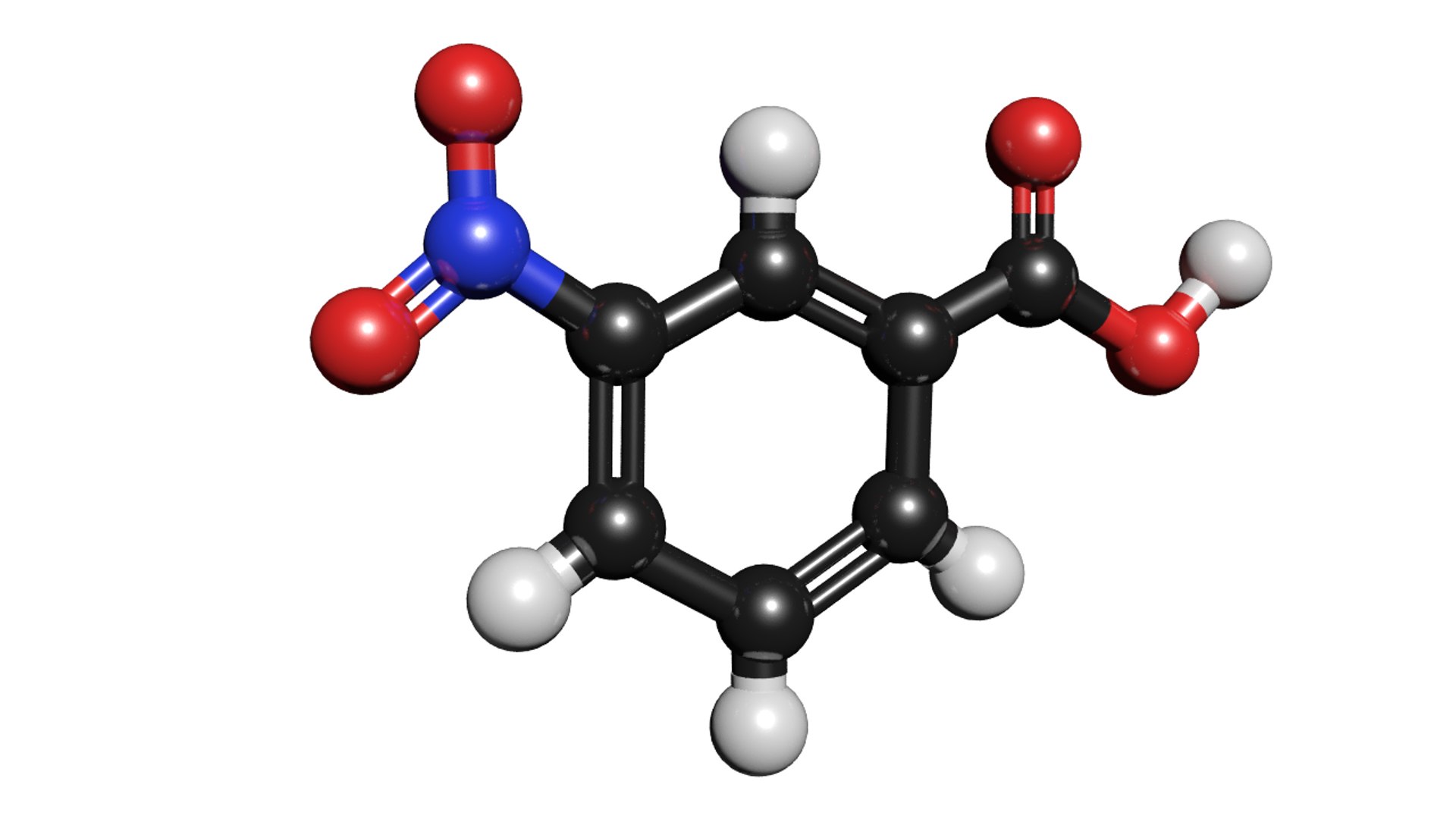 3D c7h5no4 molecule nitrobenzoic acid model - TurboSquid 1425795