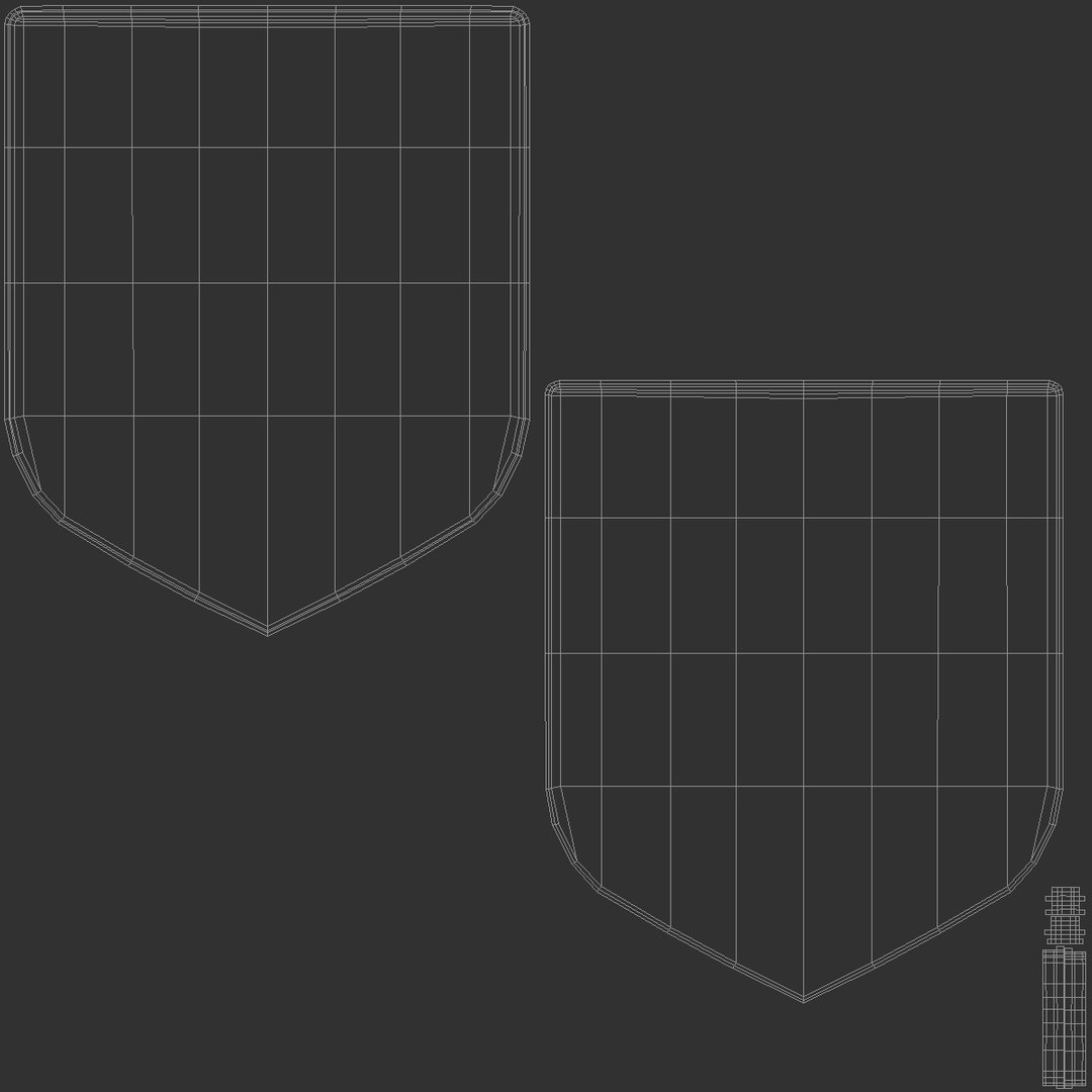 3D Model White Shield Embroidered Patch - Lying Embroidery Emblem ...