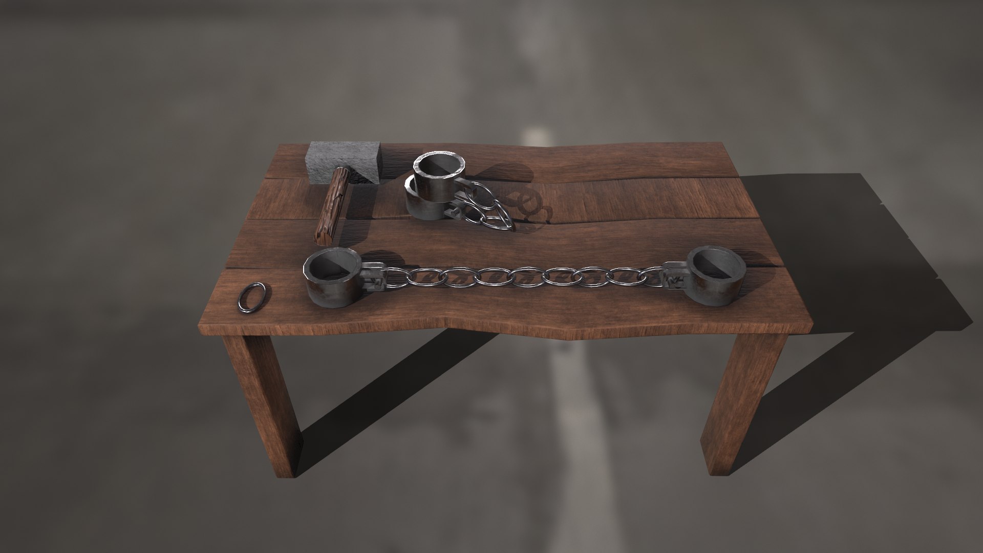 Medieval Table And Things - Table - Hammer - Handcuff Pack Low-poly 3D ...