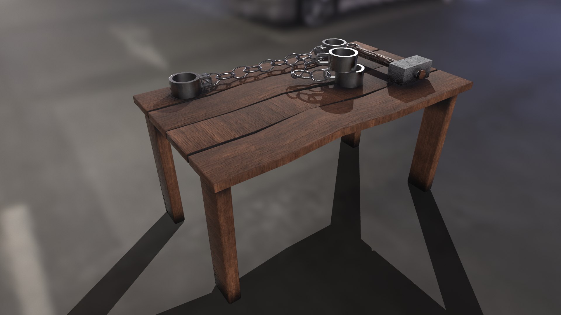 Medieval Table And Things - Table - Hammer - Handcuff Pack Low-poly 3D ...